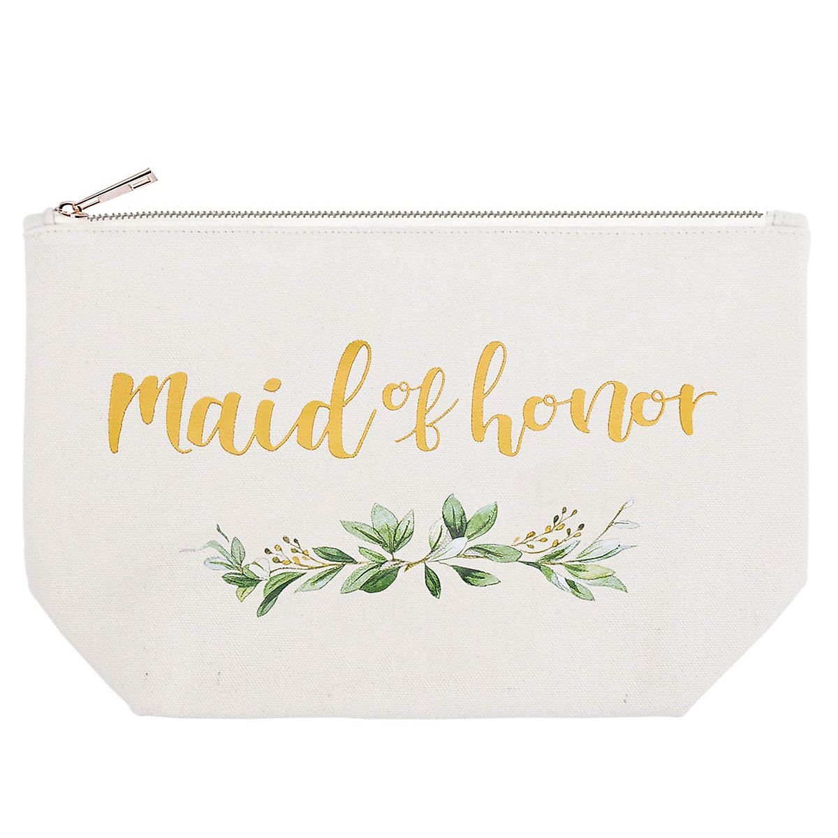 ELEGANTPARK Maid of Honor Bridesmaid Cosmetic Bag Travel Makeup Bag for Women Bridal Shower Gifts Wedding Party Pouch Zipper Canvas