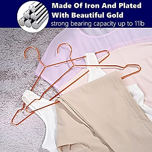Amber Home 17" Rose Gold Strong Metal Hanger 30 Pack, Copper Clothes Hangers, Heavy Duty Coat Hangers, Standard Suit Hangers for Jacket, Shirt, Dress (Copper, 30)