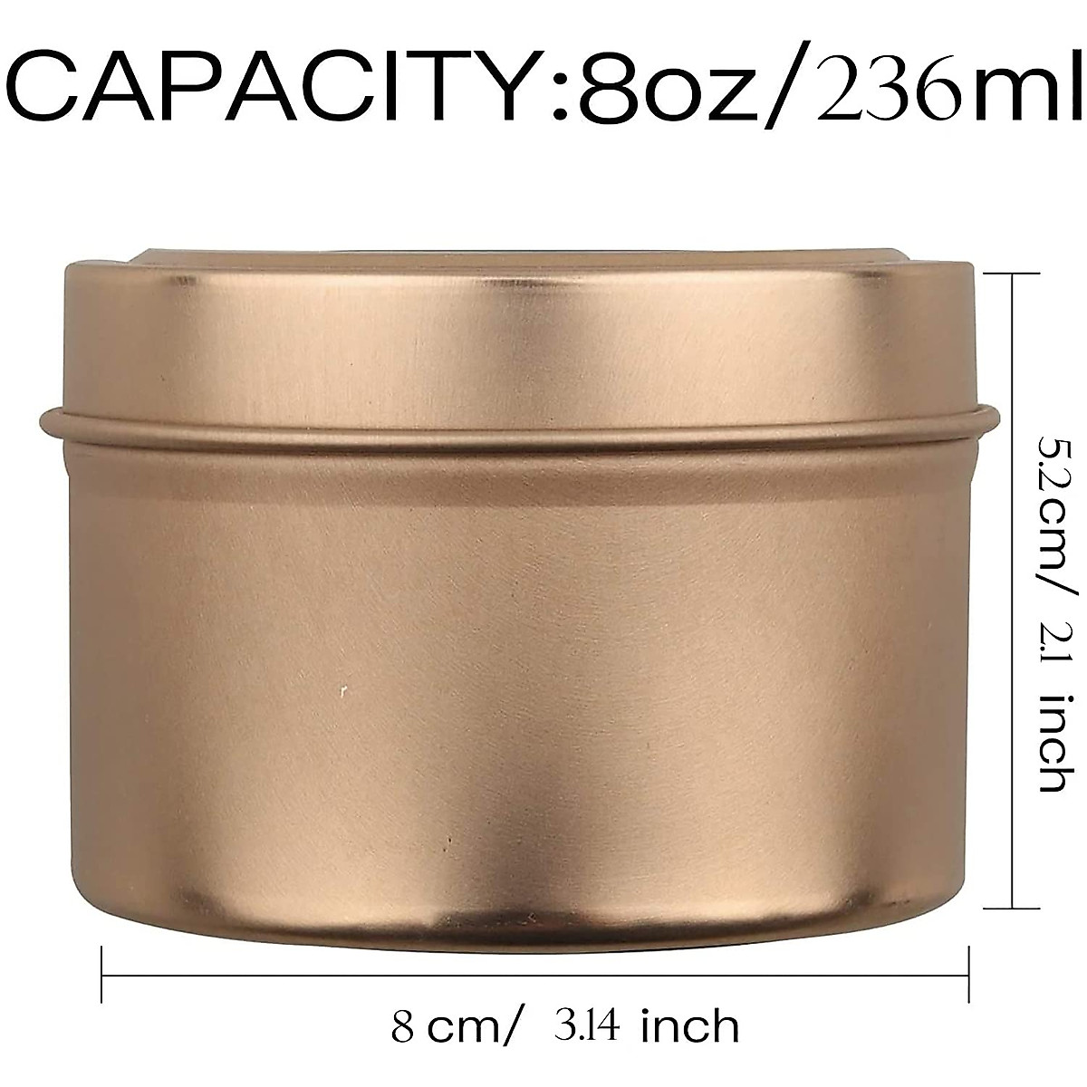 NRANSON Candle Jars with Lids for Candles Making, 48 Pack Empty Metal Candle Tins, DIY Candle Containers for Candle Making, Arts & Crafts, Storage & More (8OZ, Rose Gold)