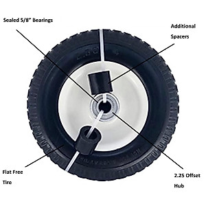 8 Inch Jungle Jim's 2.50-4" Flat Free All Purpose Tires - for Generator, Wagon, Hand Truck, Dolly, Utility Cart Tire on Wheel Assembly