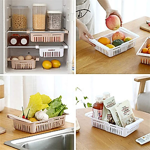 Adjustable Drawer for Fridge Kitchen Organizer Adjustable Kitchen Refrigerator Storage Rack Fridge Freezer Shelf Holder Pull-Out Drawer Space