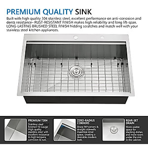 33 inch Drop in Workstation Kitchen Sink, Doirteal 33x22x10 Inches 16 Gauge Stainless Steel Topmount Stainless Steel Single Bowl Workstation Kitchen Sinks BL20