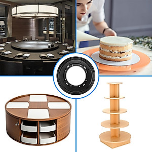 6 PCS 9 Inch Black Lazy Susan Turntable Bearing Plate, Lazy Susan Bearings Base, Lazy Susan Hardware, Easy Installation, Solid Metal Construction, for Home and Industrial, by GENHAKON