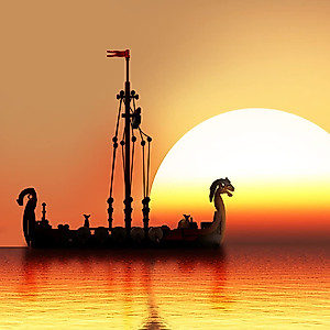 Lebebe Viiking Longship Building Blocks Kits; 473 Pieces Viking Pirates Ships Building Toys,Adventures Sailing Boats Playset Display Model, Easter Day, Christmas and Birthday Gift for Kids