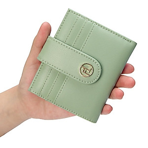 FUNTOR Small Wallets for Women,Ladies Slim Bifold Credit Card Holder with Zipper Coin Pocket(Green)