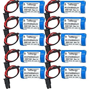 EVASEN (10-Pack) 3.0V 1800mAh BR2/3A-AB PLC Battery Replacement for Allen Bradley 1756-BA2 BR2/3A-AB 1745-B1