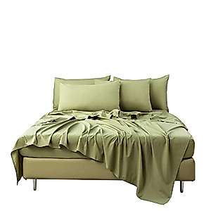Bedlifes California King Sheet Sets- Cooling Sheets-Ultra Soft-Silky-Breathable-Deep Pocket- 1800 Series Bedding Set Microfiber Bed Sheets Sage Green Cal King 6 Pieces