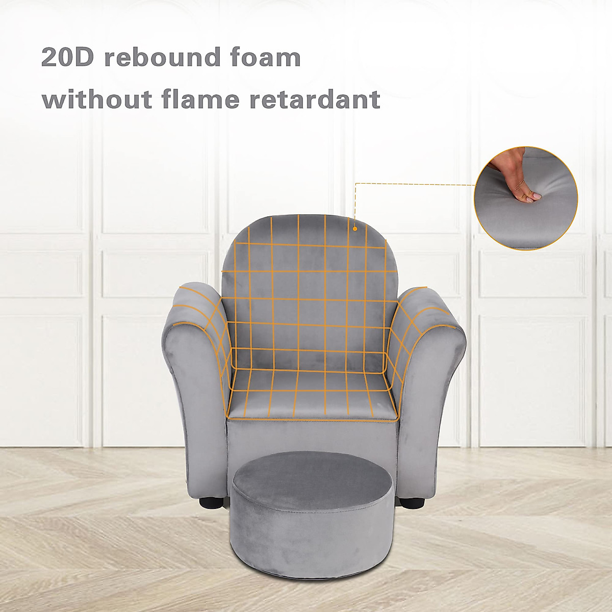 Bonrcea Pink Kids Sofa Toddler Chair,Kids Armchair,Sofa Chair,Toddler Couch Chair with Footstool,21.65x17.32x20.28inch Upholstered Couch,Armrest Sofa Chair for Chidren,Kids,Toddlers