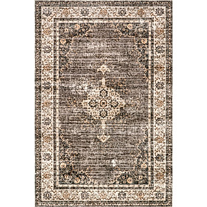 Rugs USA x Lauren Liess Rosewood Vintage Machine Washable Area Rug, 9x12, Brown