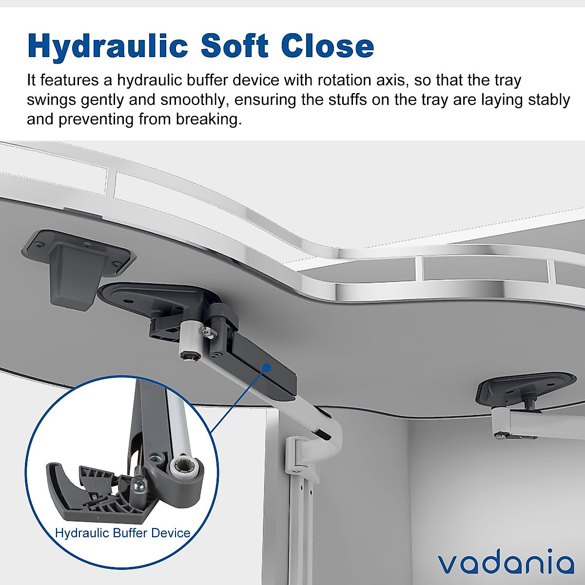 VADANIA Left Swing Pull Out Organizer for 36" Blind Corner Kitchen Cabinet, 2 Tiers Swing Tray, Soft Close, Left Handed Open