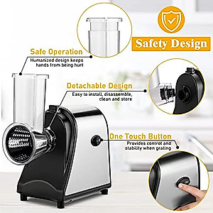 Electric Cheese Grater 250W Salad Maker 5-in-1 Professional Electric Slicer/Shredder One-Touch Control Powerful Electric Grater for Fruits and Vegetables, Cheese