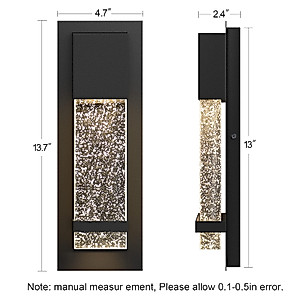 PARTPHONER Modern Wall Sconce, LED Wall Light with Crystal Bubble Glass Modern Porch Light Outdoor Indoor Wall Fixture 12W Lumen 3000K for Doorway Garden Hallway Patio Living Room, 2 Pack