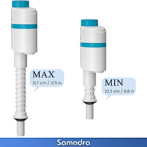 SAMODRA Silent Toilet Fill Valve Adjustable Water Level, High Performance Toilet Flush Valve Replacement Kit Anti-Siphon Water-Saving, Installs in Minutes