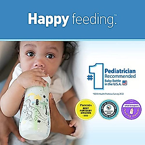 Dr. Brown’s Natural Flow® Anti-Colic Options+™ Wide-Neck Baby Bottle Designer Edition Bottles, Dinosaur and Ocean Design, 9 oz/270 mL, Level 1 Nipple, 4-Pack, 0m+