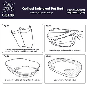 Furated Orthopedic Dog Beds for Large Dogs, Curved Bolster Dog Couch Bed with Egg-Crate Foam, Dog Sofa Bed with Removable Washable Cover and Waterproof Liner, Iron Gray, L