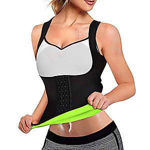 Rolewpy Women Neoprene Waist Trainer Corset Sweat Vest Sauna Body Shaper Cincher Workout Tank Top (Black Sauna Vest, Small （US 4-8）)