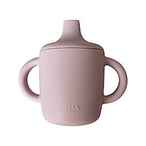 Silicone Sippy Cup, Toddler Training Cup with Handles, Leak-Proof & Safe Lid, Baby Learning Open Cup 5 Ounces (ROSE PINK)
