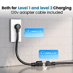 GODIAG Level 1+2 EV Charger - ETL Certified, 16Amp, 110V-240V, 20ft Cable, Portable Electric Car Charger for J1772 EVs with NEMA 6-20 & NEMA 5-15 Plug