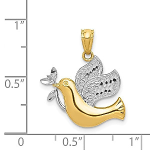 IceCarats 14K Yellow Gold Peace Dove Symbol Love Holy Spirit Bird Necklace Religious Pendant Christian Charm Only