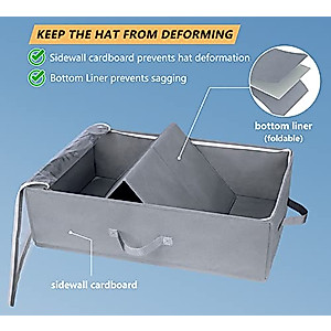 AOODA Large Hat Storage Box for Baseball Caps Organizer, Holds Up to 50 Caps Wide Hat Organizer for Closet with Cardboard, Under Bed Hat Holder, Grey