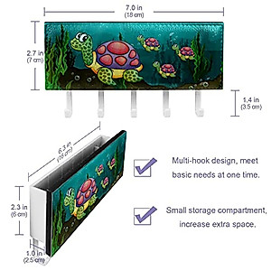 Cute Tortoise Understandturtle Babies Rack Organizer with 5 Hooks Wall Bathroom Kitchen Shelf Rack Multifunctional Storage Shelf