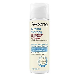 Aveeno Eczema Therapy Rescue Relief Treatment Gel Cream with Colloidal Oatmeal Skin Protectant, Instantly Soothes & Cools Itchy Dry Skin Flare-Ups, Steroid & Fragrance Free, 5.0 fl. oz