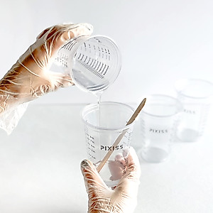 50-Pack Disposable Epoxy Resin Mixing Cups with Measurements - Pixiss Mixing Cups for Epoxy Resin, Epoxy Mixing Containers, Epoxy Cups For Epoxy Measuring Cups - 20 Resin Mixing Sticks