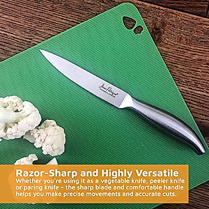 Jean-Patrique Chopaholic Kitchen Utility Knife 5" - Multipurpose Chef Knife - Razor Sharp, Stainless Steel Chefs Knife