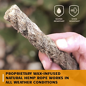 Ferro Rod Fire Starter Survival Tool | Flint and Steel w/ 4PK Jumbo Tinder Rope Fire Starters for Campfires Hiking Backpacking | Waterproof Magnesium Farrow Rod Tools