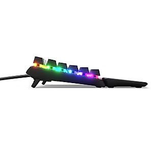 SteelSeries USB Apex 5 Hybrid Mechanical Gaming Keyboard – Per-Key RGB Illumination – Aircraft Grade Aluminum Alloy Frame – OLED Smart Display (Hybrid Blue Switch)