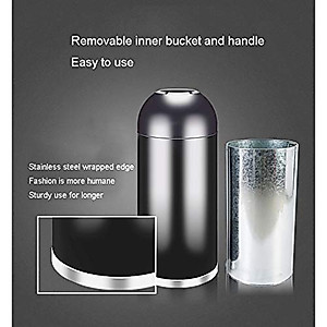 zxb-shop Garbage Can Open Top Dome Trash Can Commercial Metal Trash Can for Hotel Mall Cafes Trash Can (Color : Black, Size : 45L)