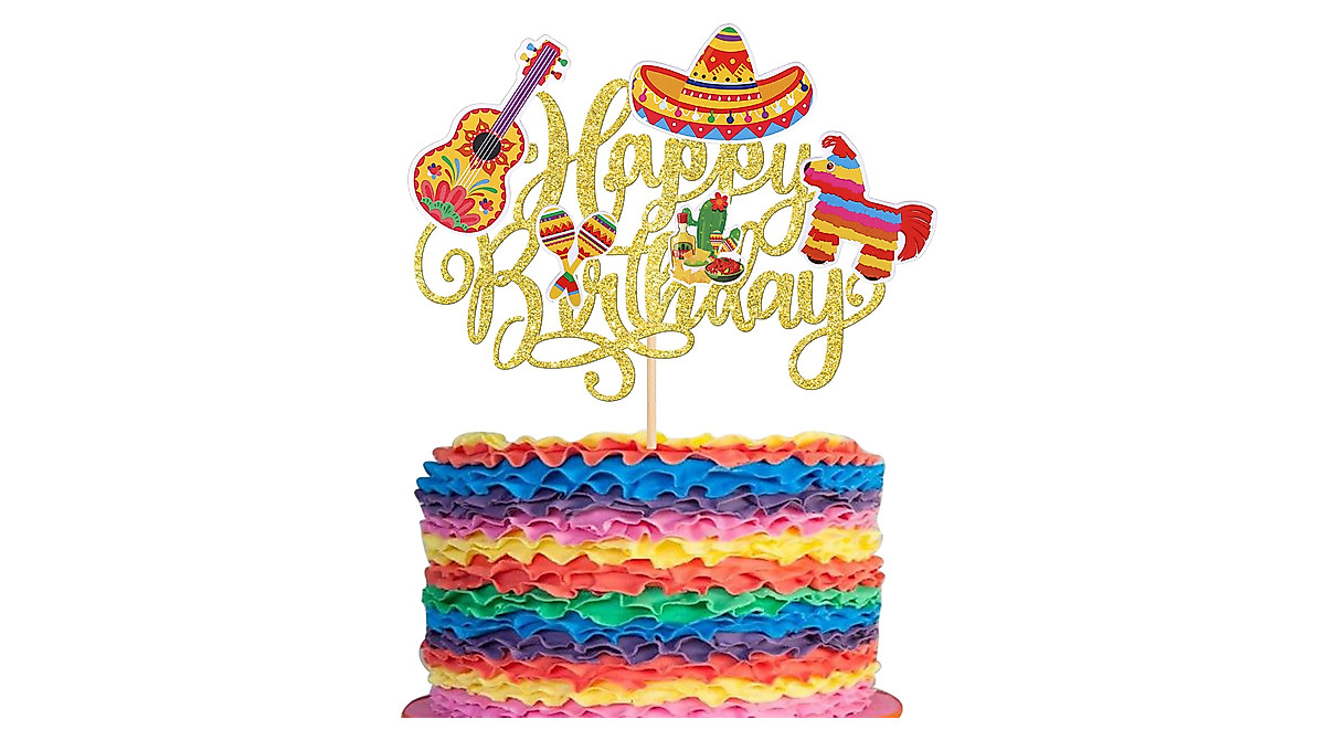 Happy Birthday Fiesta Cake Topper - Mexican Theme Party Decorations