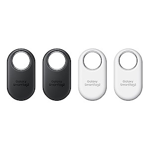 SAMSUNG Galaxy SmartTag2, Bluetooth Tracker, Smart Tag GPS Locator Tracking Device, Item Finder for Keys, Wallet, Luggage, Use w/ Phones Tablets Android 11 or Later, 2023, 4 Pack, 2 Black, 2 White
