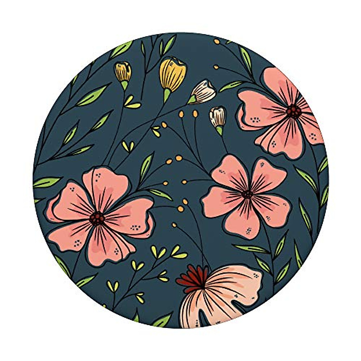 Pacific Blue Vintage Floral Flower Design PopSockets Swappable PopGrip