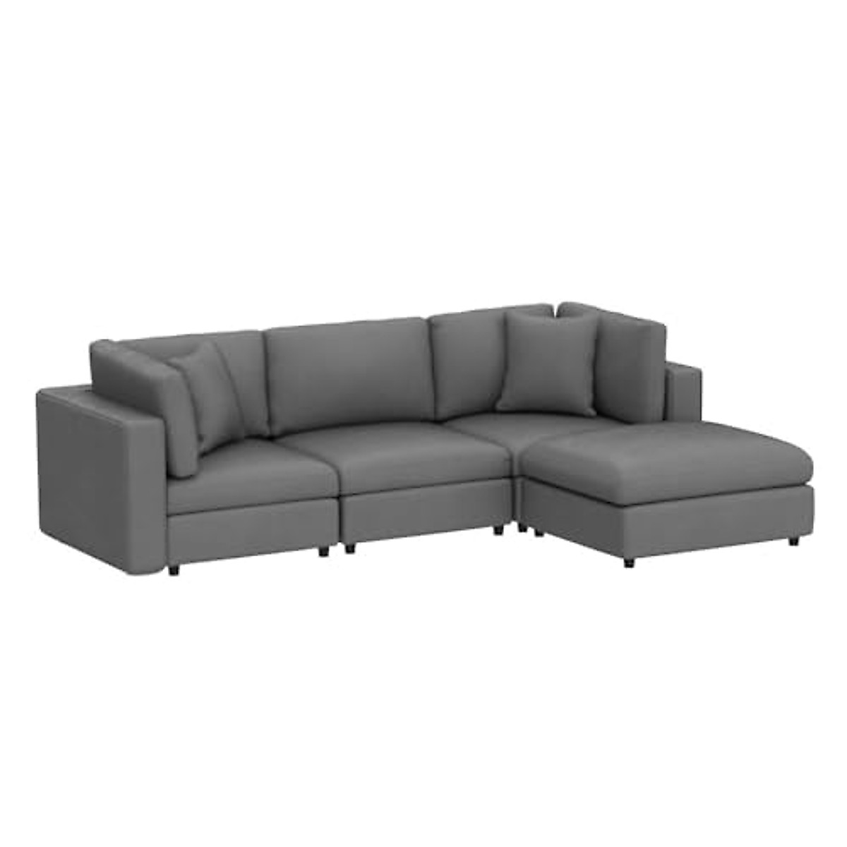 BALUS Modern Convertible Sectional Sofa,3 Seat Sofa+1 Chaise, L Shaped Corner Sleeper Sofa Couch,Modular Sectional Couches with Wood Legs for Living Room, Light Grey