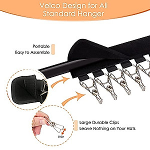 PUPOPIK 2 Pack Hat Rack for Baseball Caps Hat Organizer, 10 Hat Storage Clips for The Storage of Hats in The Closet and Room, Hat Rack Organizer - Fits All Size Hangers,Black (BLACK-2PACK)