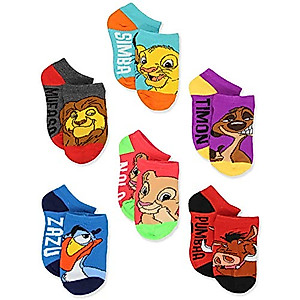 Disney The Lion King-Teen-Adult's 6 pack Socks Set (Shoe: 4-10 (Sock: 9-11), Blue/Multi)