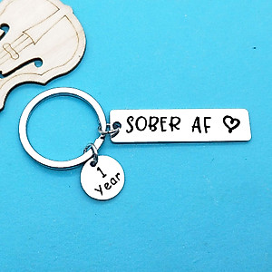 Xiahuyu Sobriety Gift Sobriety Keychain 1 Year Sobriety Anniversary Keychain Addiction Recovery Gift AA Gift NA Gift Sober AF Gift AA Recovery Sobriety Gifts for Men Women