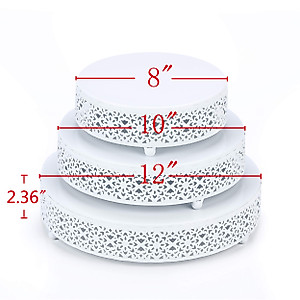 VILAVITA 3-Piece Cake Stand Set Round Metal Cake Stands Dessert Display Cupcake Stands, White