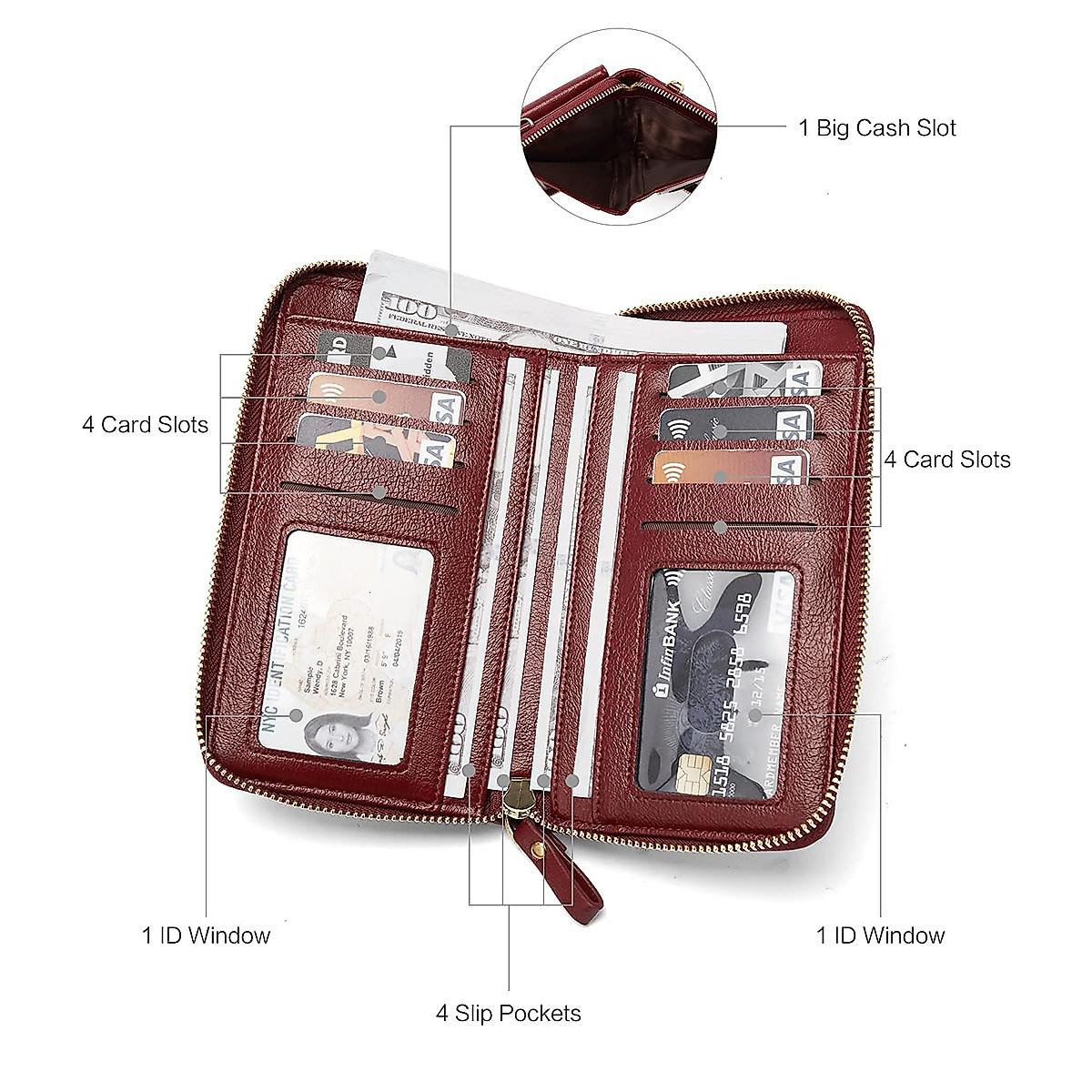 BROMEN Small Cell Phone Purse Crossbody Bags for Women Vegan Leather Wallet Purse with Credit Card Holder Red