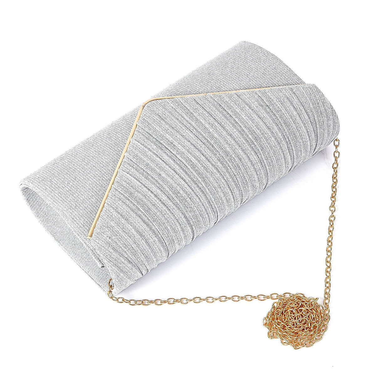 Gionforsy Evening Clutch Bag for women Sparkling Clutch Purse Roaring 20s Gastby Bag for Wedding Cocktail Dance Party (Style3-Silver)