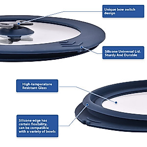 2 Pack Replacement Lids for Pyrex 7201-PC 4 Cup Glass Containers Mixing Bowl Silicone Storage Cover Leakproof Navy