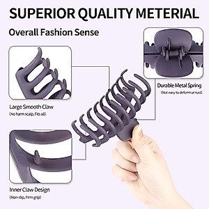 Beauty.H.C 4.3 Inch Large Hair Claw Clips for Thin Thick Curly Hair Big Matte Hairclips Banana Strong Hold Jaw Clip Fashion Hair Accessories for Women and Girls (Nonslip, 8PCS)