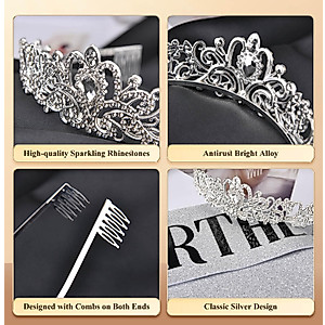 Sparkling Crystal Princess Tiara for Women Crown Queen Fashion Headband for Wedding Birthday Bride Bridal Prom Party Valentines Mothers Day Gifts Silver