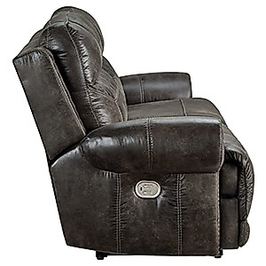 Signature Design by Ashley Grearview 2 Seat Power Reclining Sofa with Adjustable Headrest, Dark Gray