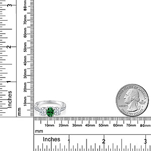 Gem Stone King 925 Sterling Silver Oval Green Simulated Emerald 3 Stone Ring | 2.22 Cttw | 3 Stone Wedding Engagement Anniversary Promise Ring For Women (Size 7)