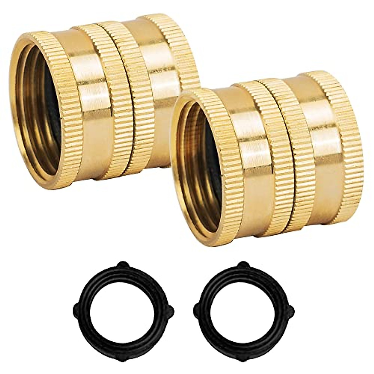 Hourleey 3/4" Brass Garden Hose Adapter | Female to Female 2 Pk