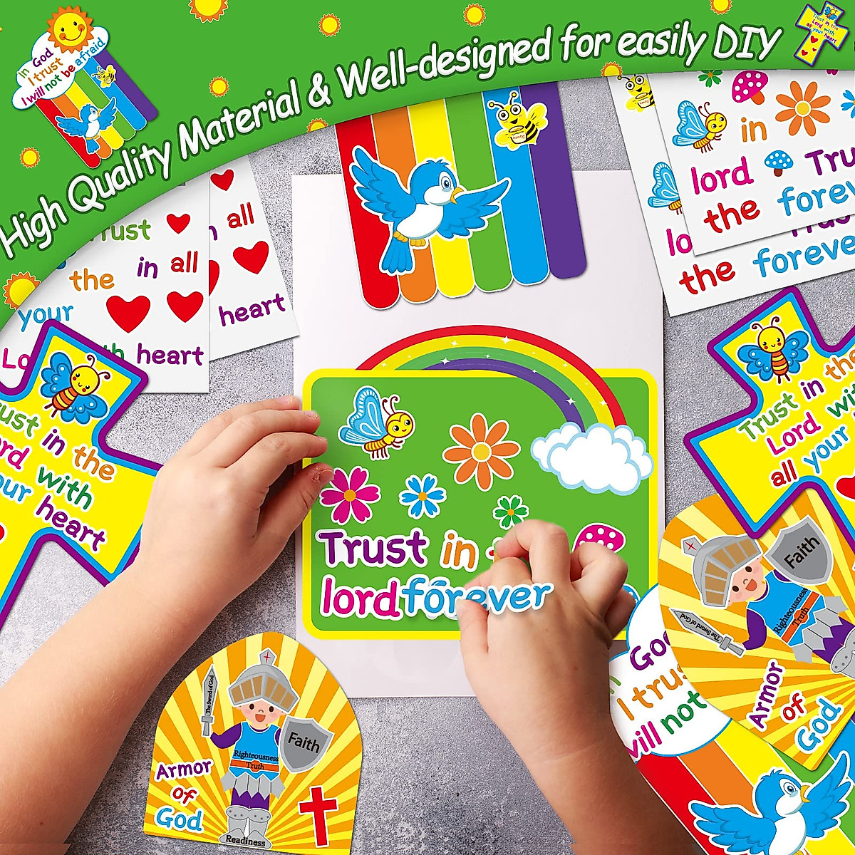 Chiazllta 24 Pcs Armor of God DIY Craft Kit Religious Sunday School VBS Easter Christian Craft Kits for Kids,Bible Sticker Hanging Ornament School Supplies for Preschool Classroom DIY Activities