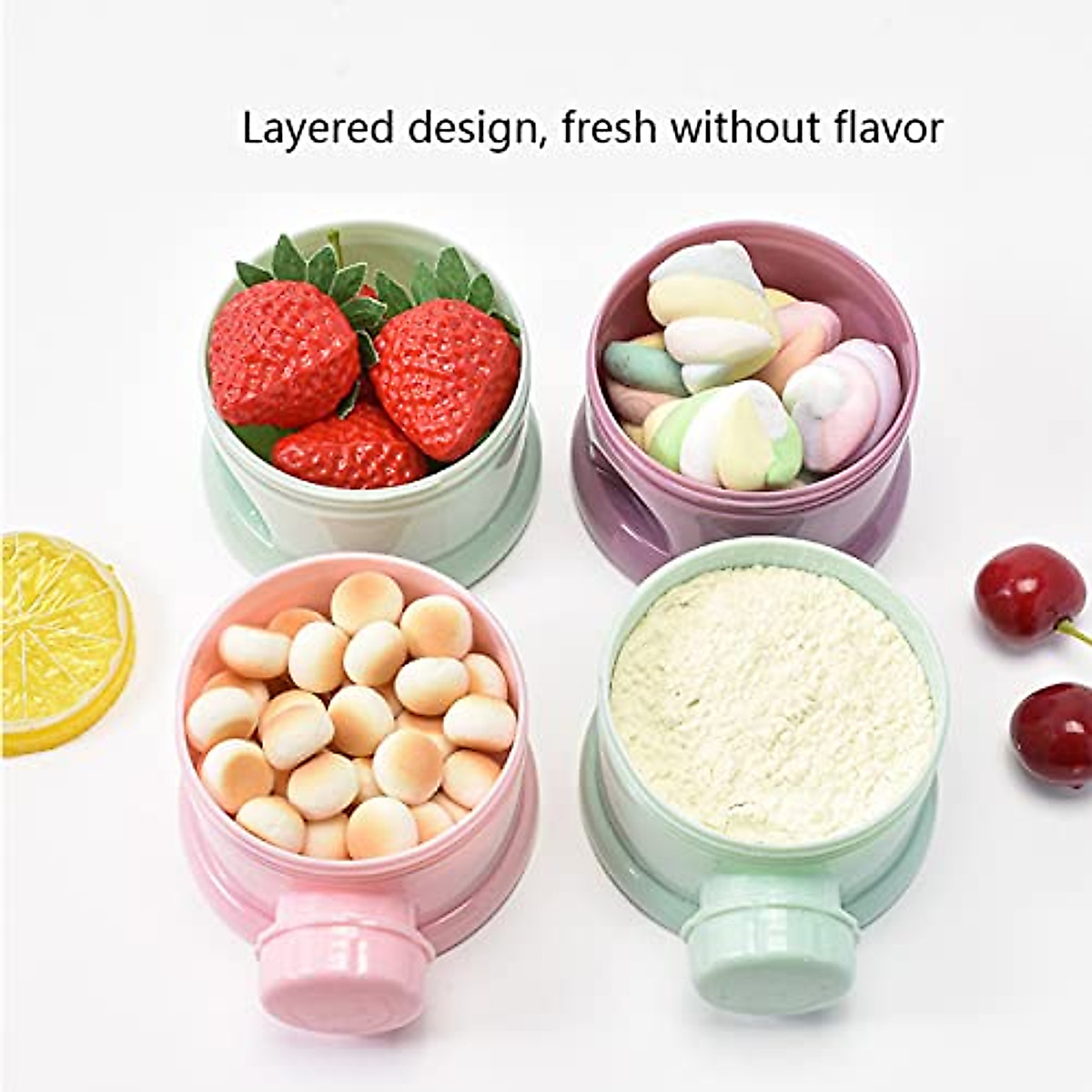 Manwetye 2 PCS 4-Layer Baby Milk Powder Dispenser, Stackable Formula Container for Travel, Portable Snack Storage Box