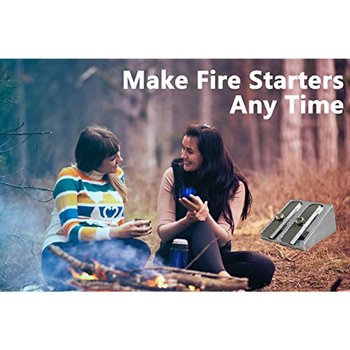 LekWinGi Camping Fire Starter Metal Pencil Sharpener Sharpen Sticks Twigs Shavings Kindling Start Tinder Campfires Firestarter Easy Burn Fire Starters for Wood Stoves Fireplaces Bonfires BBQ Fire Pit